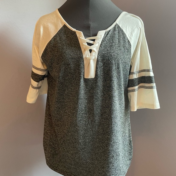 Tops | Lace Up Jersey Style Top | Poshmark